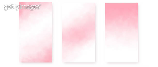 a Set of Banners with a Delicate Pink Watercolor Background with a soft ...