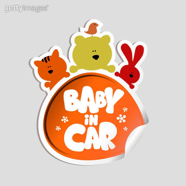 Baby in car sticker vector template 이미지 (1346421927) - 게티이미지뱅크