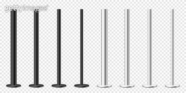 Realistic metal poles collection isolated on transparent background ...