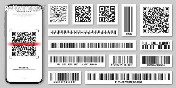 Product barcodes and QR codes. Smartphone application, scanner app ...