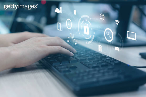 close up programmer man hand typing on keyboard laptop for register data system or access ...