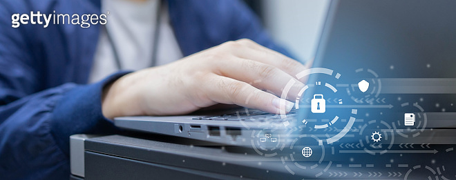 close up programmer man hand typing on keyboard laptop for register data system or access ...