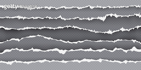 Torn paper strip border, page with ripped edges. Realistic torned paper ...