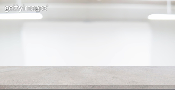 abstract blur interior office workplace white background with concrete ...