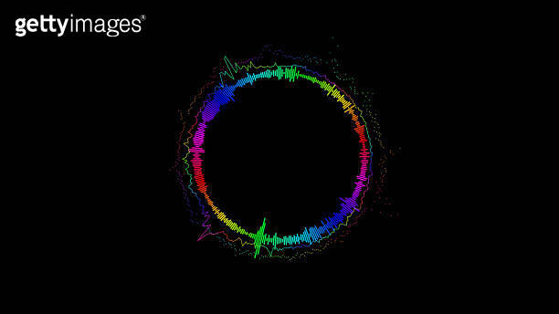 Abstract spectrum bounce spectral wave design on black background ...