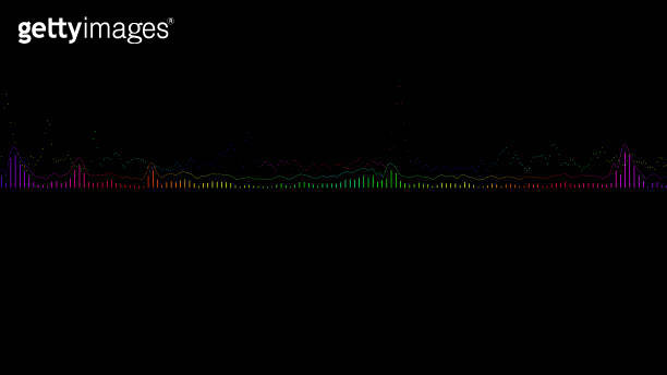 Abstract spectrum bounce spectral wave design on black background ...