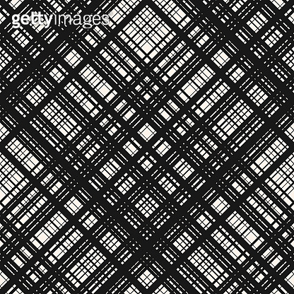 Vector monochrome seamless pattern with diagonal cross lines, square ...