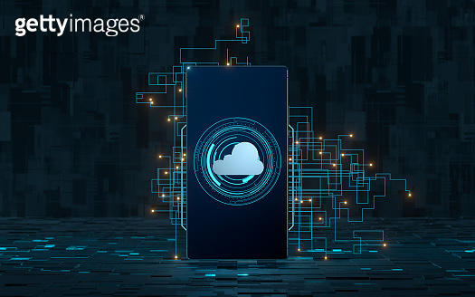 Mobile and cloud computing, subject of science and technology, 3d ...