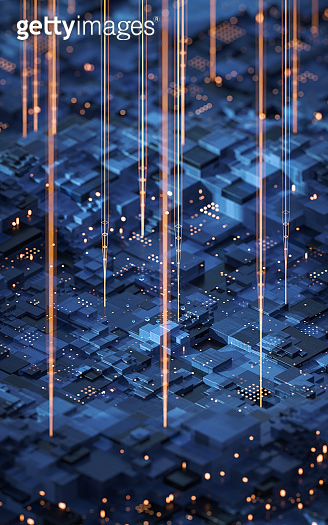 Circuit and materials, science and technology, 3d rendering ...