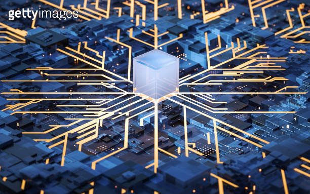 Circuit and materials, science and technology, 3d rendering ...