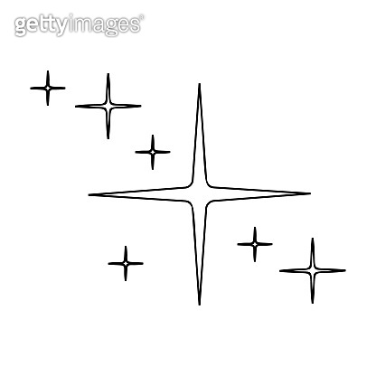 Stars sparkles and twinkles outline icons isolated on white background. Bright flash, shiny glow ...