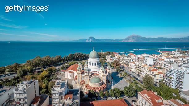 Aerial panoramic photo of the cathedral of Agios Andreas - Saint Andrew ...