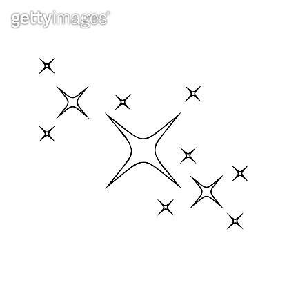 Starry sparkles and twinkles icons in outline style. Bright flash, shiny glow, fireworks thin ...