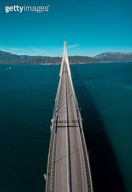 Aerial panoramic photo of the multi-span cable-stayed bridge crossing ...