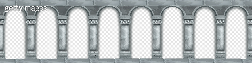 Stone arch seamless border, vector marble pillars, old classic roman ...