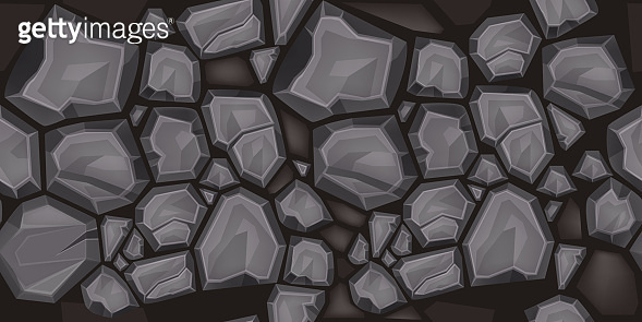 Stone seamless pattern, vector rock texture, house gray granite wall ...