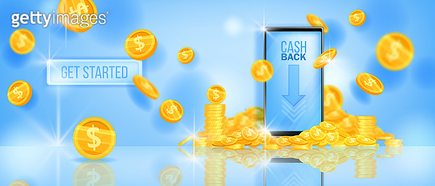 Cash back, money saving, reward bonus program vector banner with dollar ...