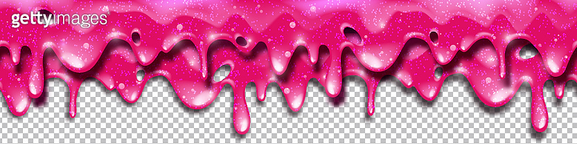 Pink slime vector glitter background, cartoon sticky toxic goo, liquid ...