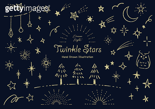 Hand-drawn illustration set of stars. Pen drawing. 이미지 (1302218295 ...