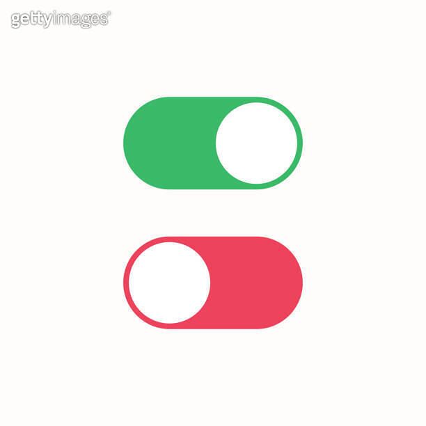 On and Off toggle switch buttons vector. Green and red toggle switch ...