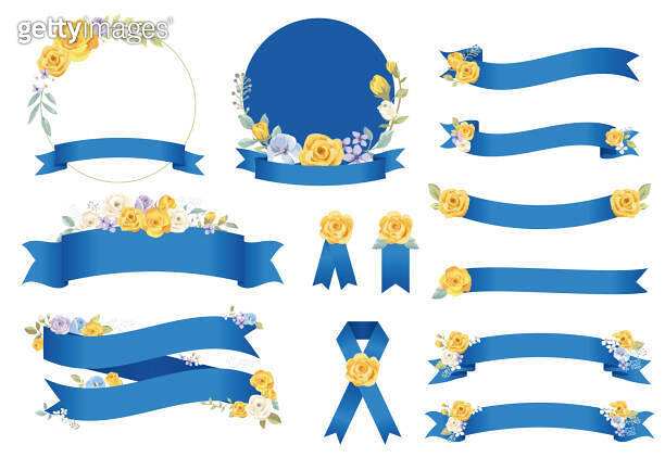 Yellow rose ribbon frame illustration. (1314468486) 일러스트, 무료 일러스트 - 게티이미지뱅크