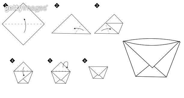 Step by step instructions how to make origami cup (1359372046) - 게티이미지뱅크