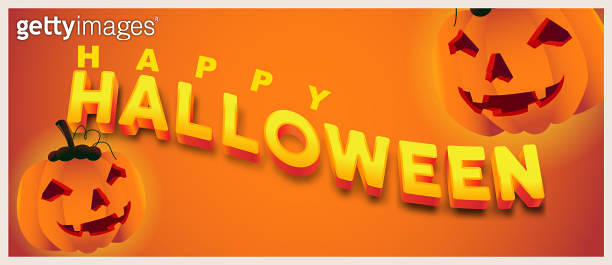 happy halloween banner. clean style. big text with jack o lantern ...