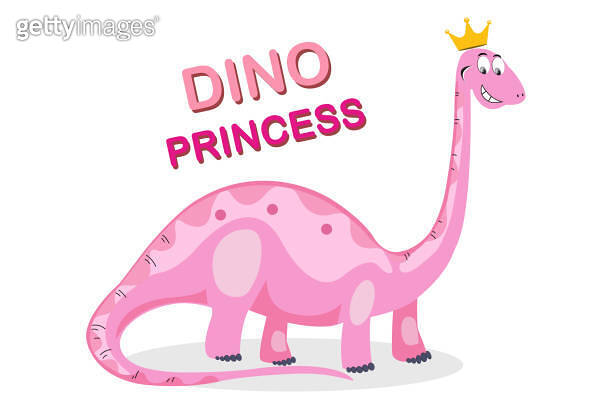 Princess dinosaur animal vector illustration. Cartoon dinosaur Pink ...