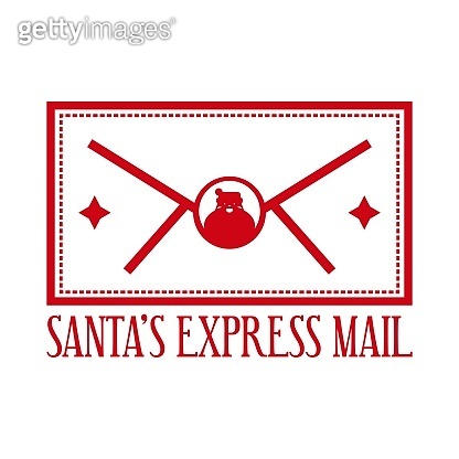 Santa's express mail - round stamp design for letters or gifts ...