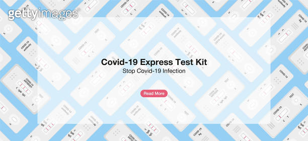 Covid-19 rapid express test kit banner background. Coronavirus antibody ...