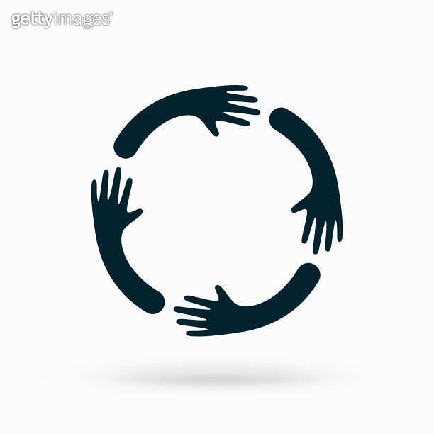 Hands hugs in circle shape vector illustration 이미지 (1305508547) - 게티이미지뱅크
