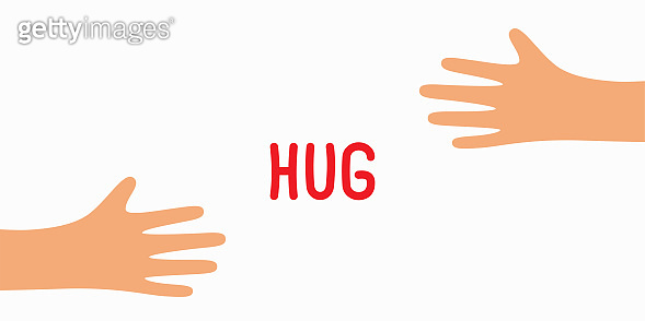Two hands over white, hug vector illustration 이미지 (1307392758) - 게티이미지뱅크