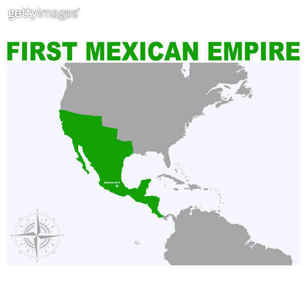 vector map of the First Mexican Empire (1300782432) 일러스트, 무료 일러스트 - 게티이미지뱅크