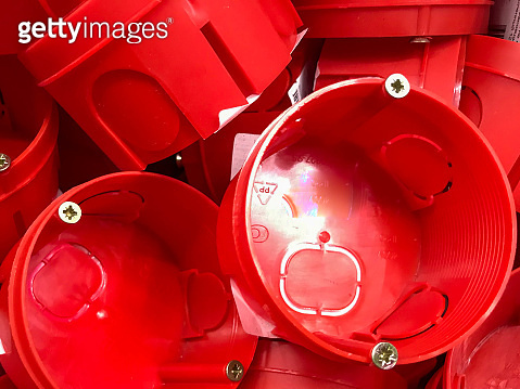 plastic socket boxes for repair. creating electricity and sockets at ...