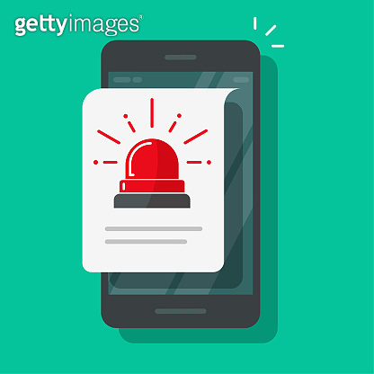 Mobile cellular phone alarm alert file icon or caution message vector ...