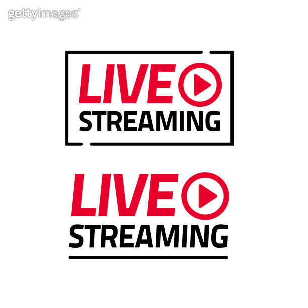 Live streaming icon vector sticker isolated set, broadcasting online ...