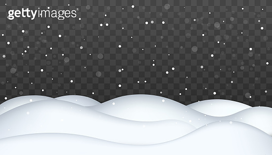 Realistic winter landscape with snowdrift and snowfall a vector 3d ...