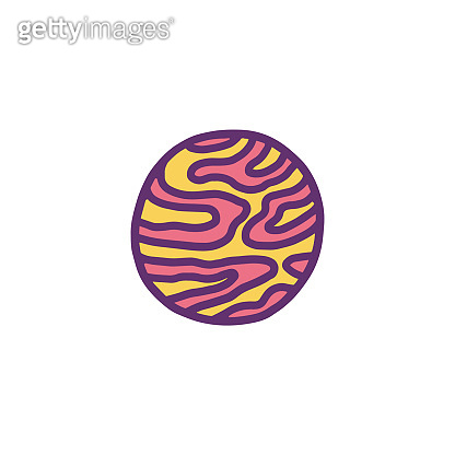 Jupiter planet colored doodle. Red and yellow stripped gas planet ...