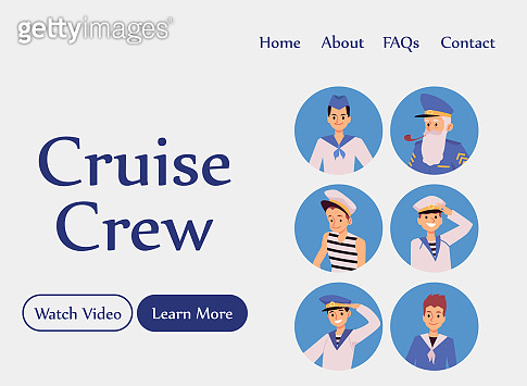 Vector illustration of sailors cruise crew members a landing page template 이미지 (1317460182) - 게티 ...