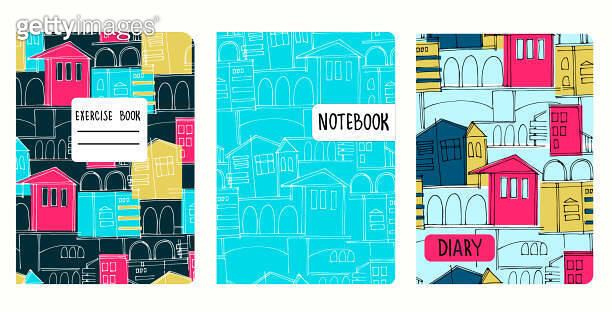 Cover page templates based on seamless patterns with historical ...