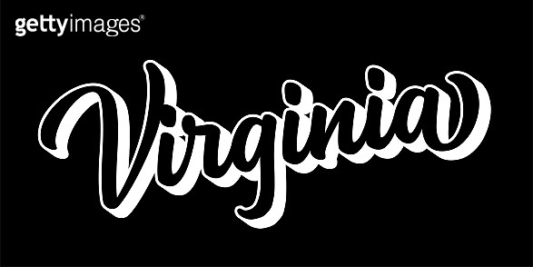 Hand sketched VIRGINIA text. 3D vintage, retro lettering for poster ...