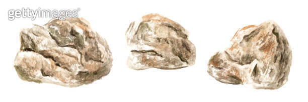 Ambergris, ambergrease, ambre gris or grey amber. Watercolor hand drawn ...