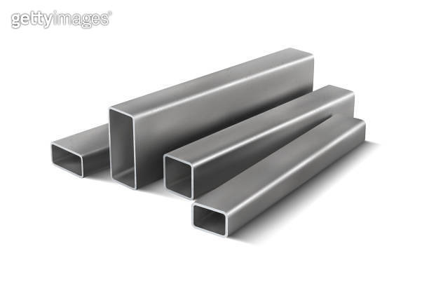 Metal rectangular hollow bars for structural reinforcement. 3d vector ...