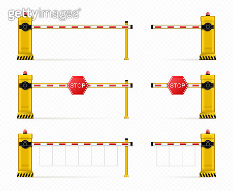 Vector realistic car barrier. Barricade, road block for parking ...