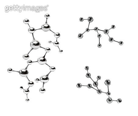 Set of silver molecules with highlights on a white background. Vector ...