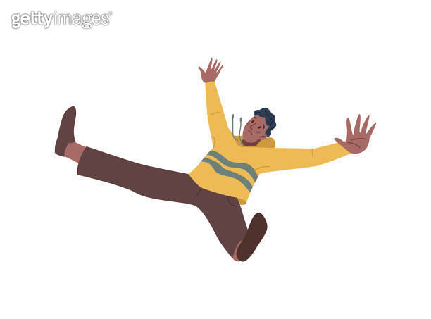 Sad frightened person falling down, failure, unexpected fall, despair ...