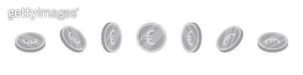 Euro Coins. Rotation of icons at different angles for animation. Vector ...