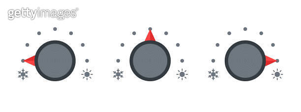 Regulator icons. Cold or Hot Mode switch buttons. Switch relay. Vector ...