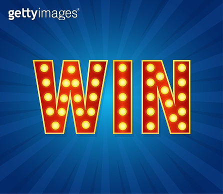 Retro lightbox with winner light on red background. Win prize ...