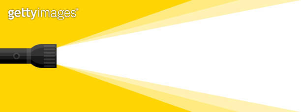 Flashlight. Banner with flashlight and ray of light. Vector ...